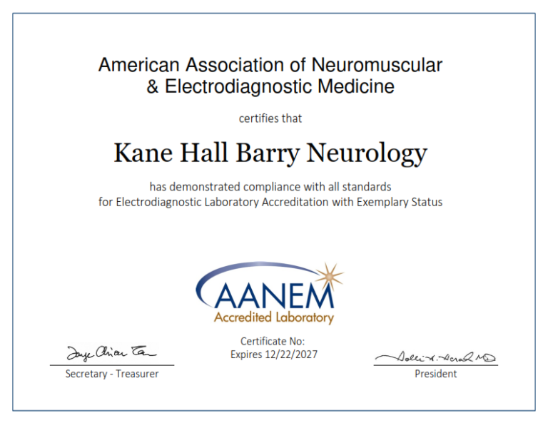 AANEM Laboratory Accreditation with Exemplary Status - Kane Hall Barry ...